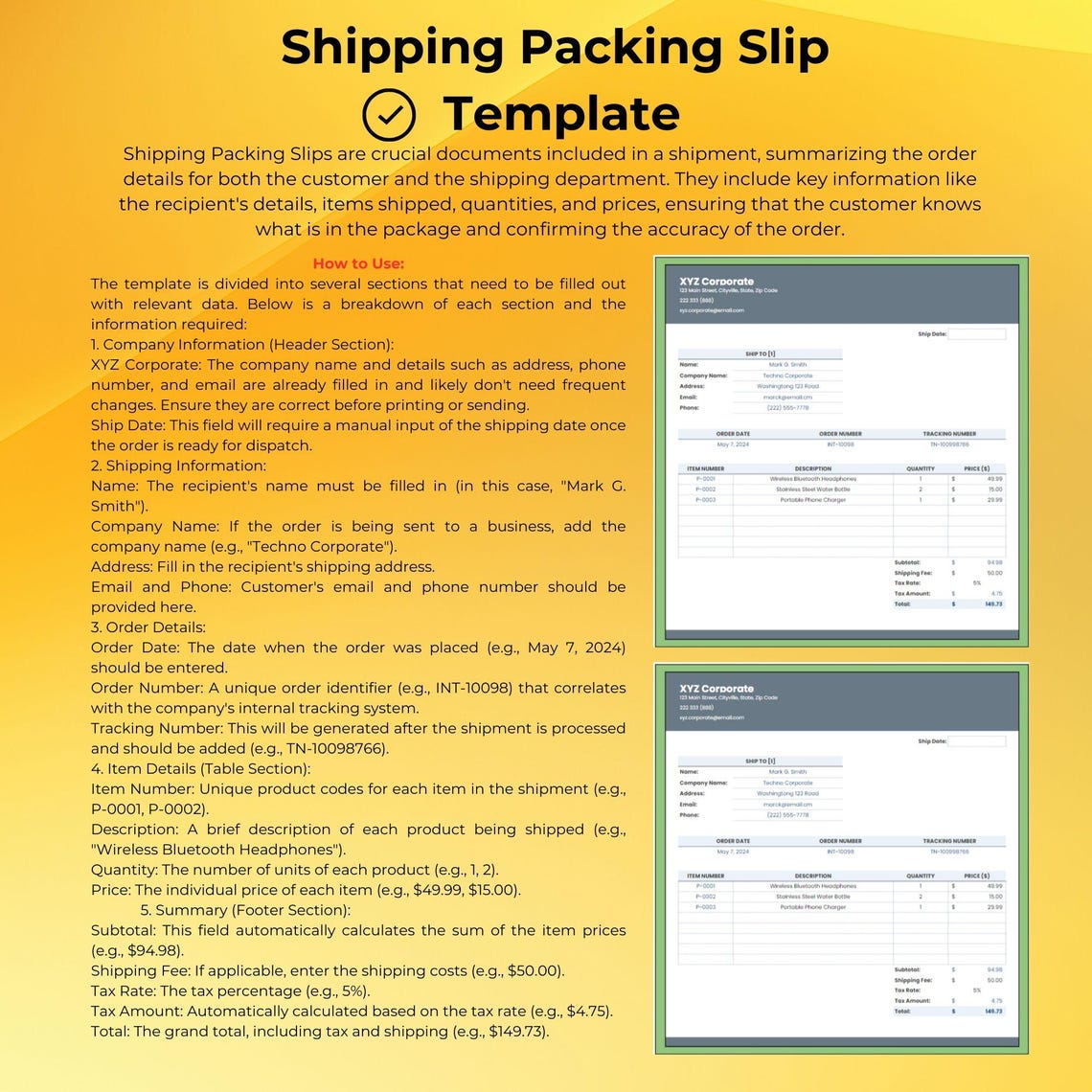 Shipping Packing Slip Template, Editable Google Sheets Packing Slip ...