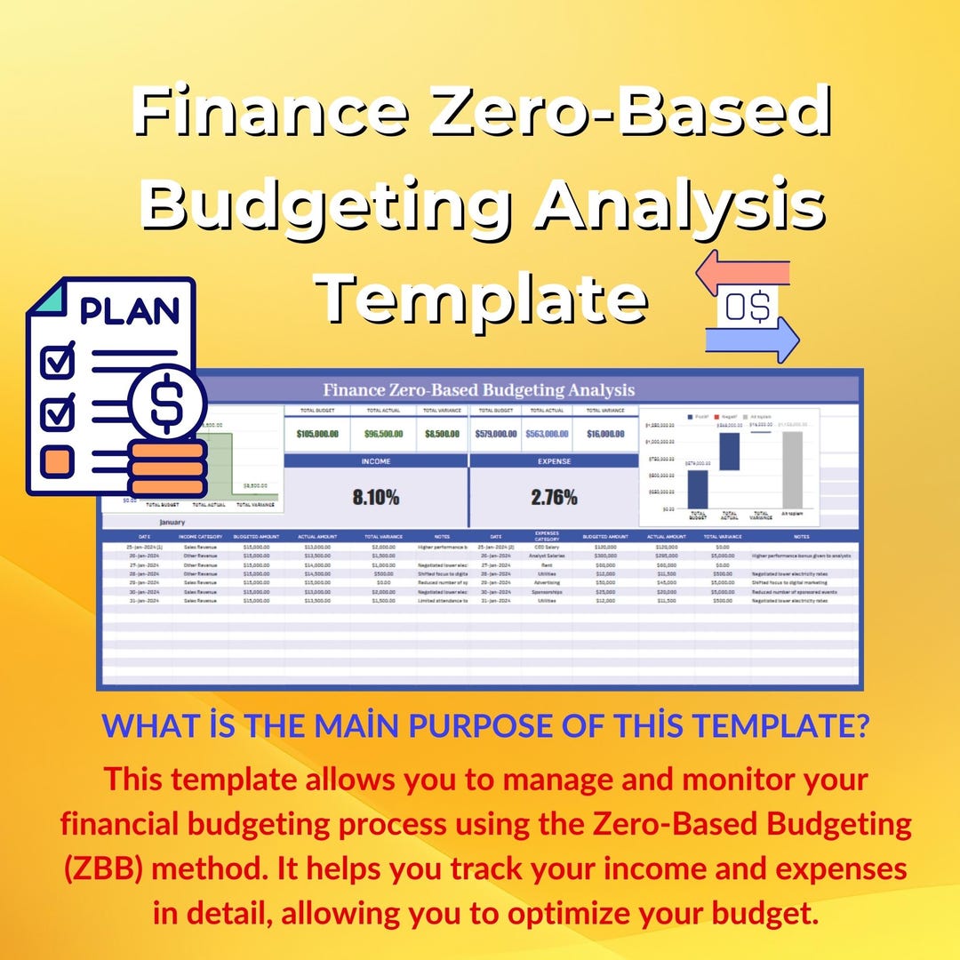Finance Zero-based Budgeting Analysis Template, Budgeting Tool, Expense ...