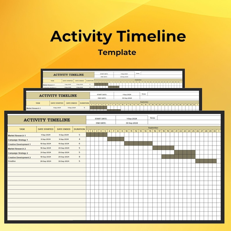 Activity Timeline Template, Google Sheet Editable Event Planner ...