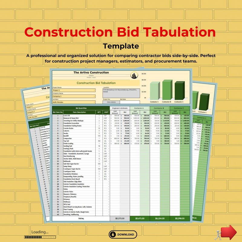 Construction Bid Template - Etsy