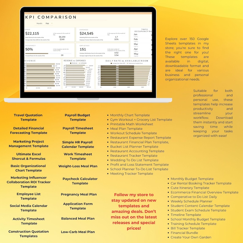 KPI Comparison Bar Chart Template, Google Sheets Performance Tracker ...