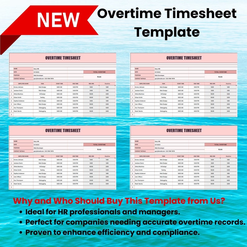 Overtime Timesheet Template, Track Employee Overtime Hours, Simplify ...