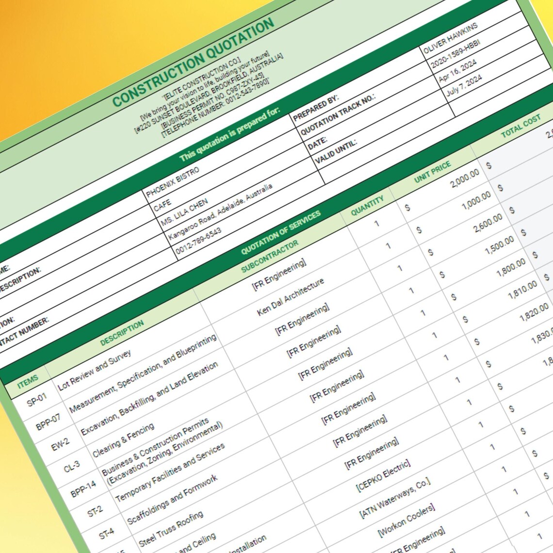 Simple Construction Quotation Templates, Create Accurate Quotes ...