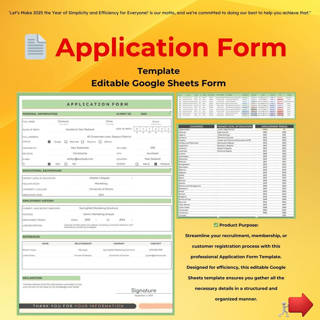 Application Form Template, Google Sheets Application Tracker, Job ...