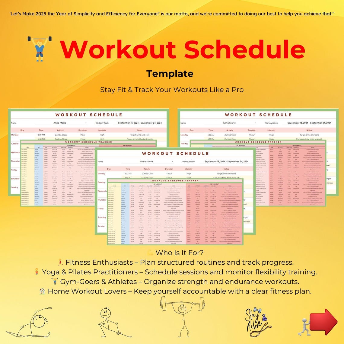 Workout Schedule Template, Google Sheets Fitness Planner, Weekly ...