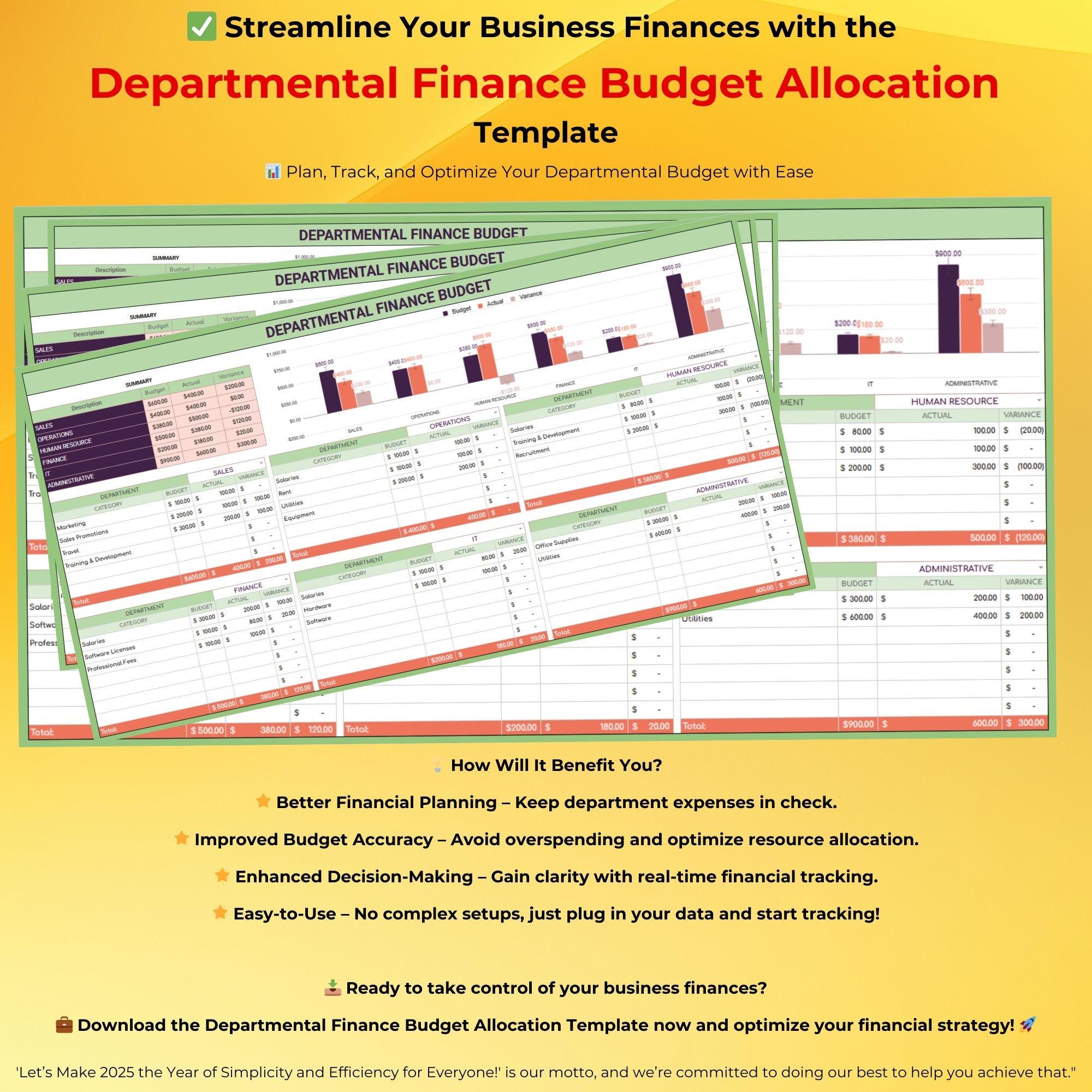 Departmental Finance Budget Allocation Template, Google Sheets ...
