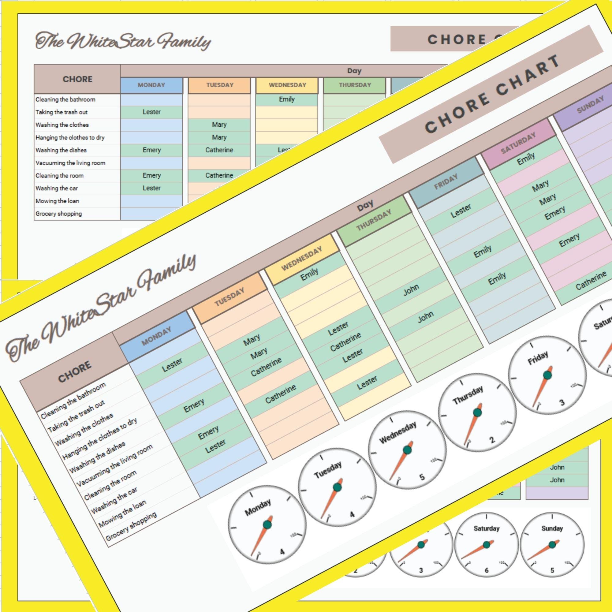 Chore Chart Template, Family Chore Organizer, Household Task Tracker ...