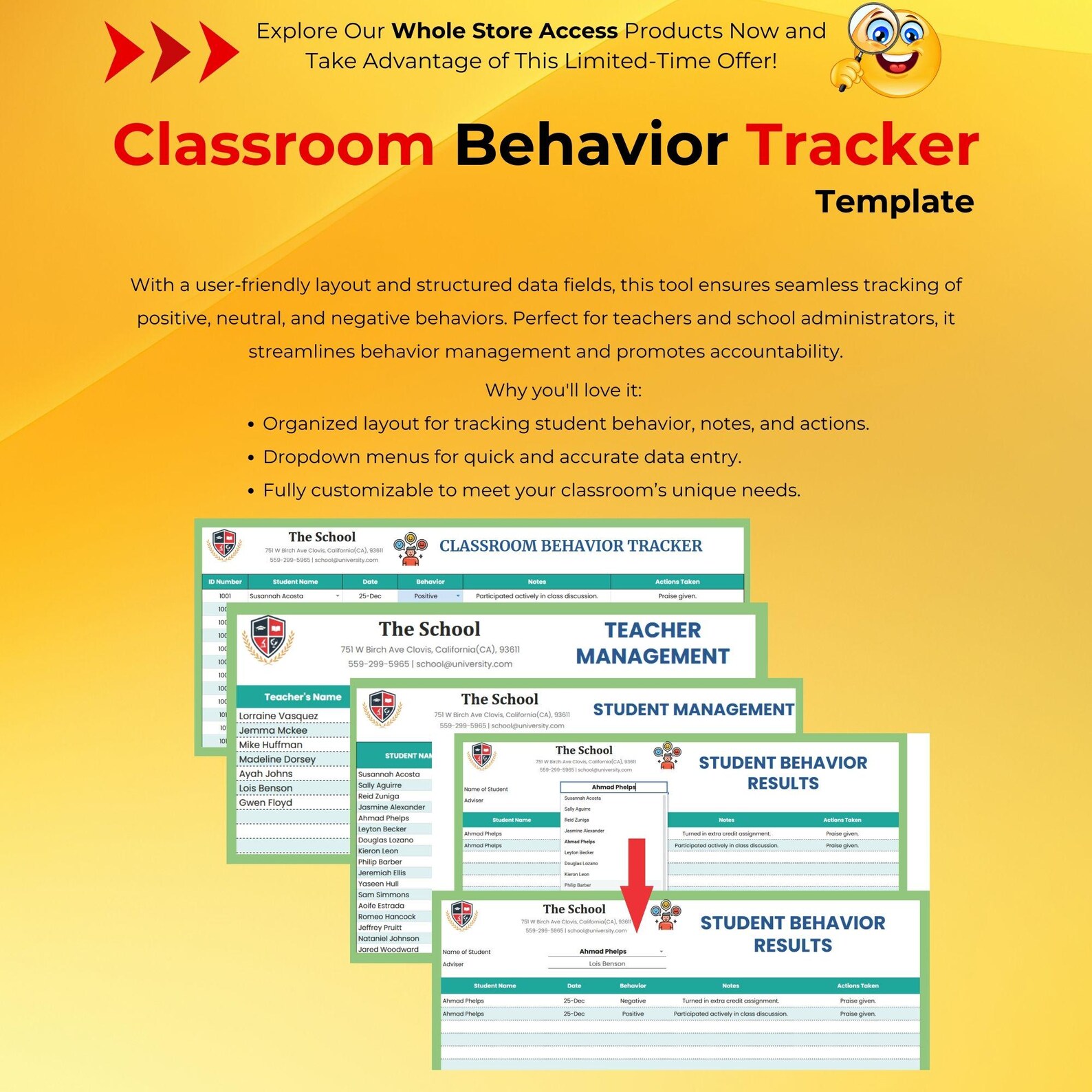 Classroom Behavior Tracker , Editable Student Behavior Log, Teacher ...