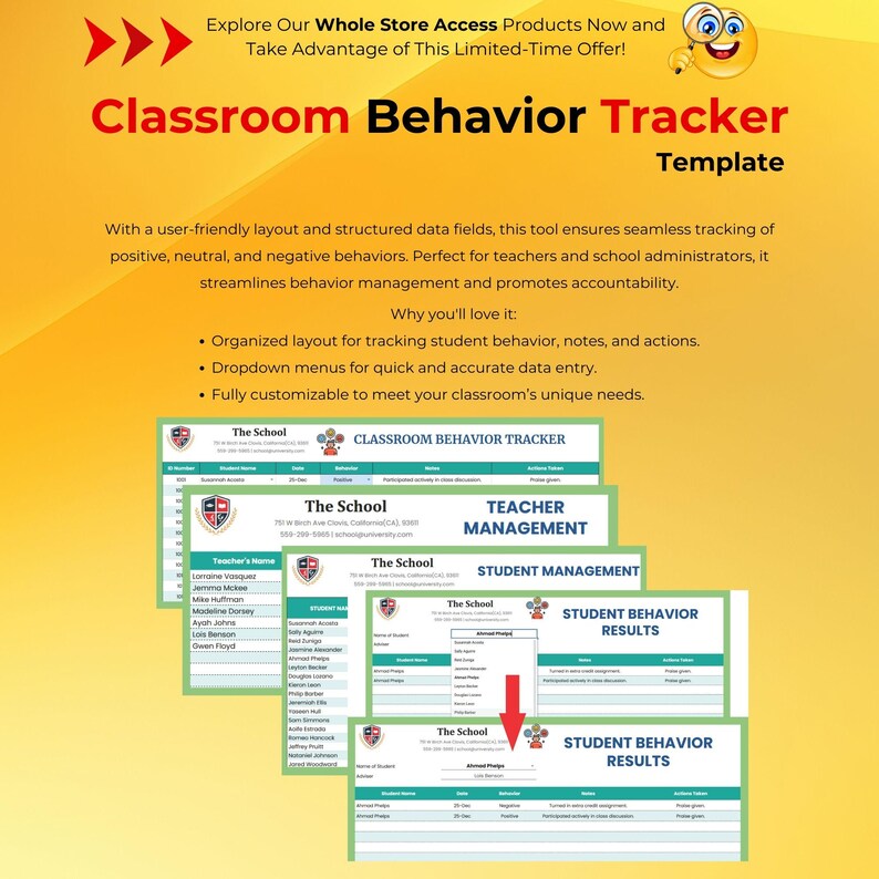 Classroom Behavior Tracker , Editable Student Behavior Log, Teacher ...