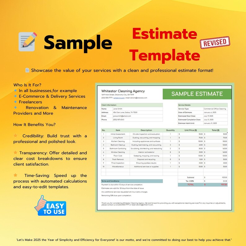 Sample Estimate Template, Google Sheets Format for Service Cost ...