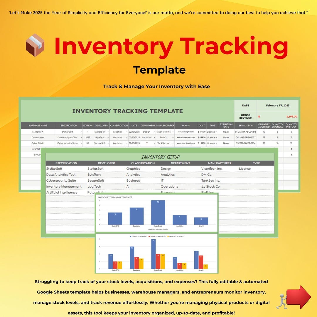 Inventory Tracking Template, Google Sheets Stock Management, Product ...