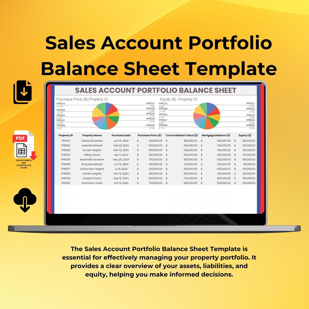 Sales Account Portfolio Balance Sheet Template | Editable Google Sheets ...