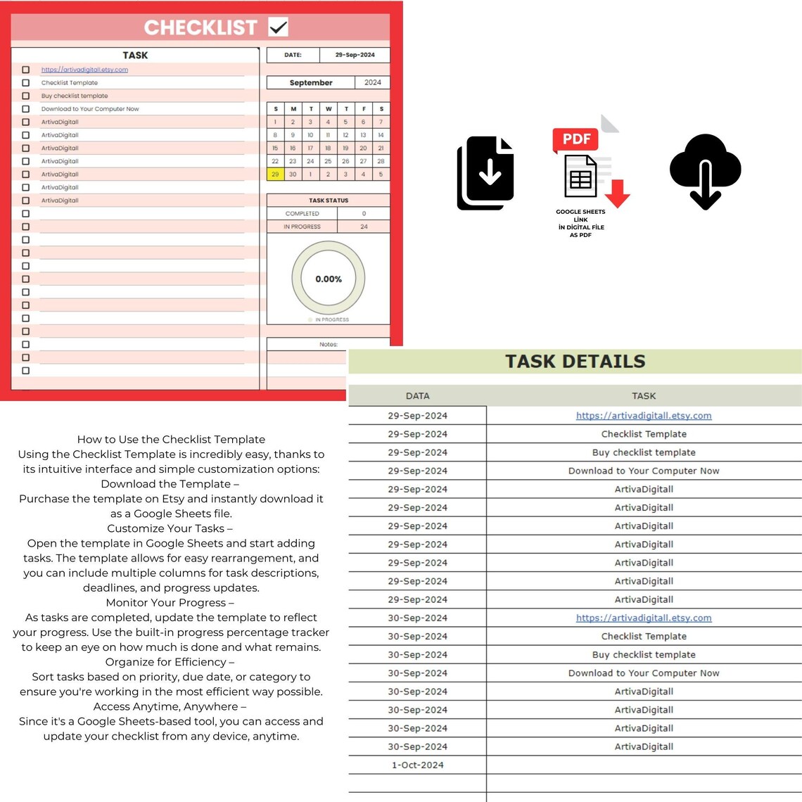 Checklist Template, Easy-to-use Task Tracker, Project Planning ...