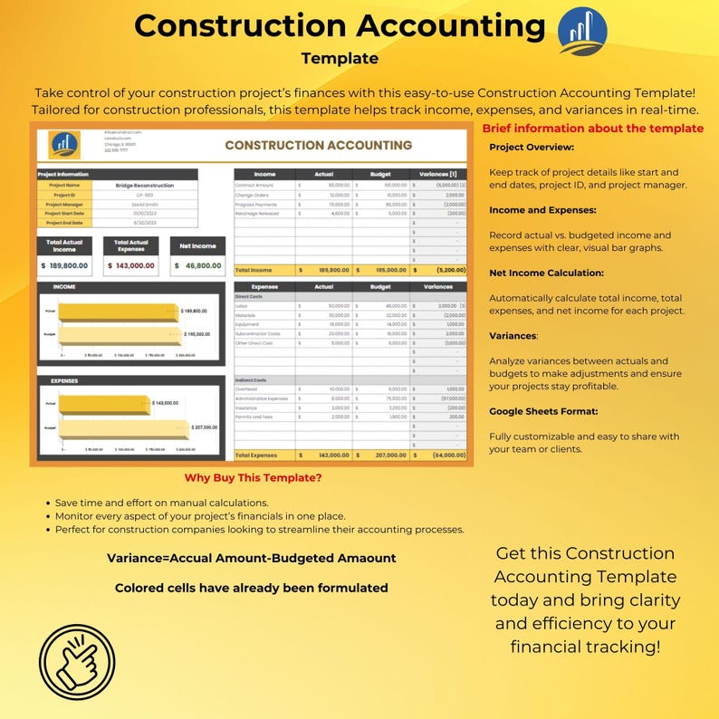 Construction Accounting Template, Google Sheets Project Budget Tracker ...