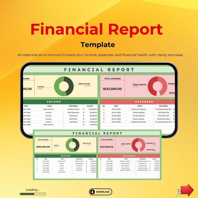 Financial Report Template, Google Sheets Income & Expense Tracker ...
