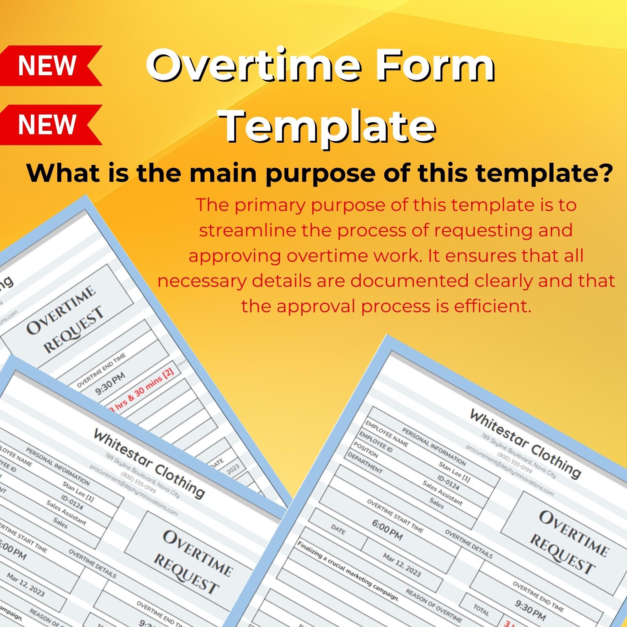 Overtime Form Template, Manage Employee Overtime, Track Work Hours ...
