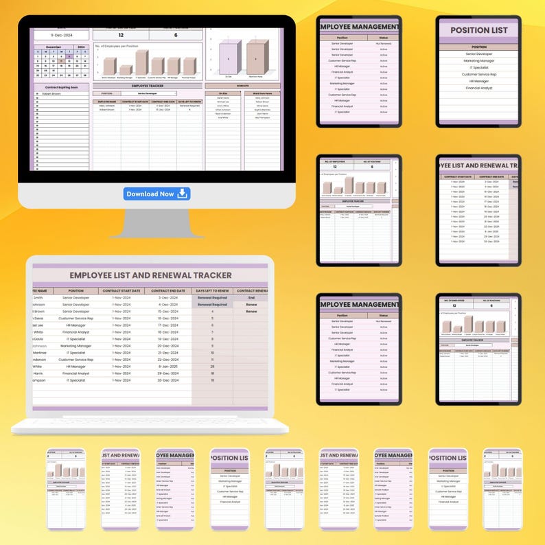Employee Tracker Template, Google Sheets, Customizable Management Tool ...