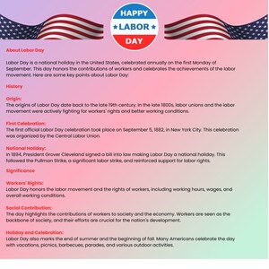 Labor Day Greeting Card, PDF, Printable Card, Holiday Card, Editable ...