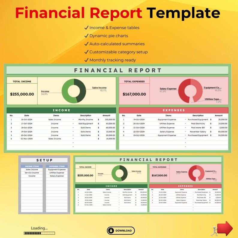 Financial Report Template, Google Sheets Income & Expense Tracker ...