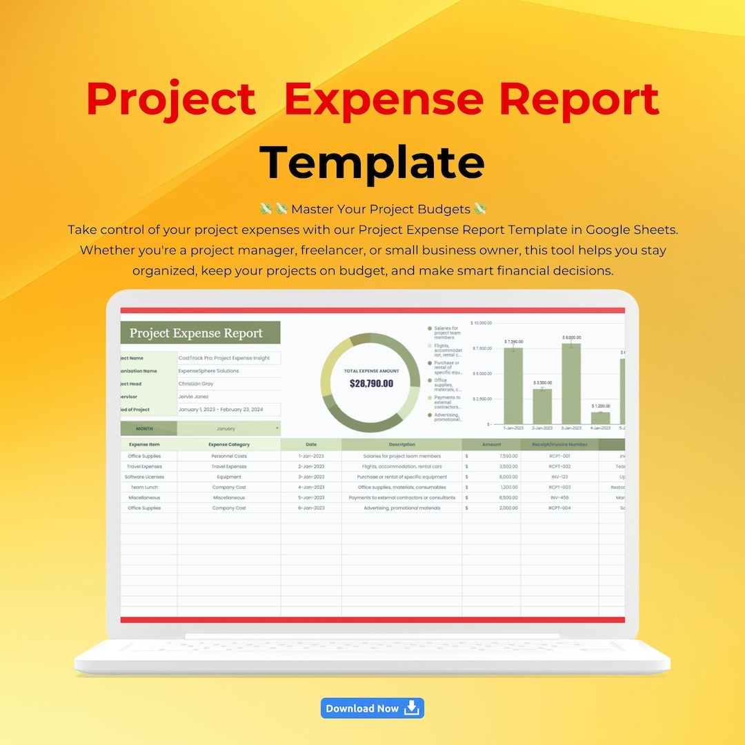 Project Expense Report Template, Google Sheets Budget Tracker ...