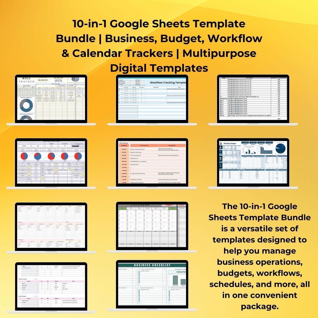 10-in-1 Google Sheets Template Bundle, Business, Budget, Workflow ...