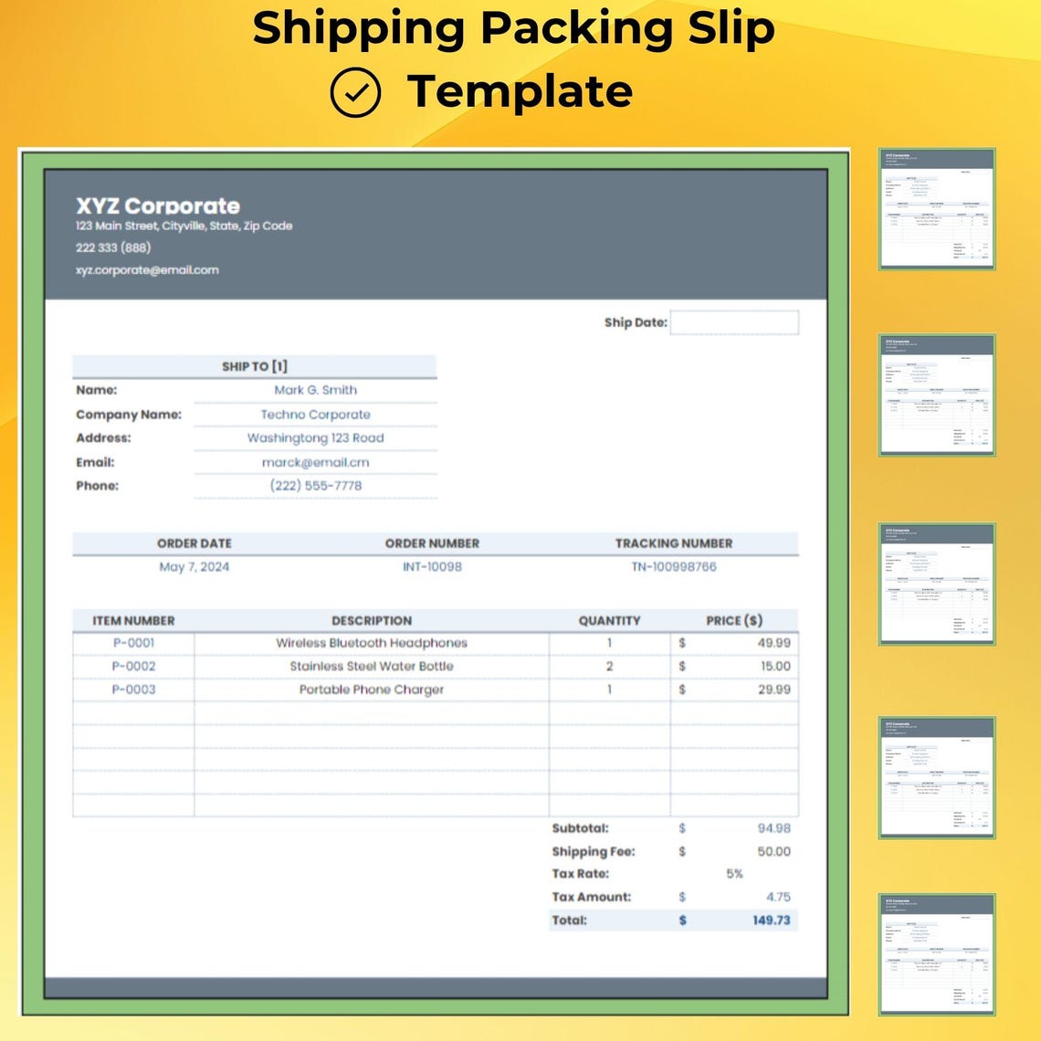 Shipping Packing Slip Template, Editable Google Sheets Packing Slip ...
