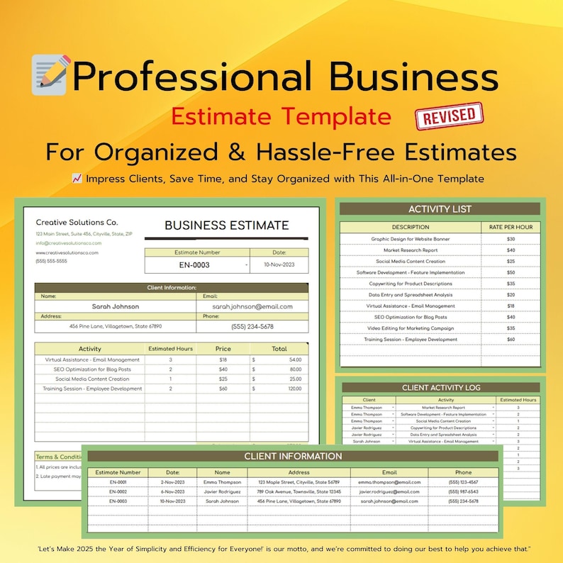 Business Estimate Template, Google Sheets Format for Service Pricing ...