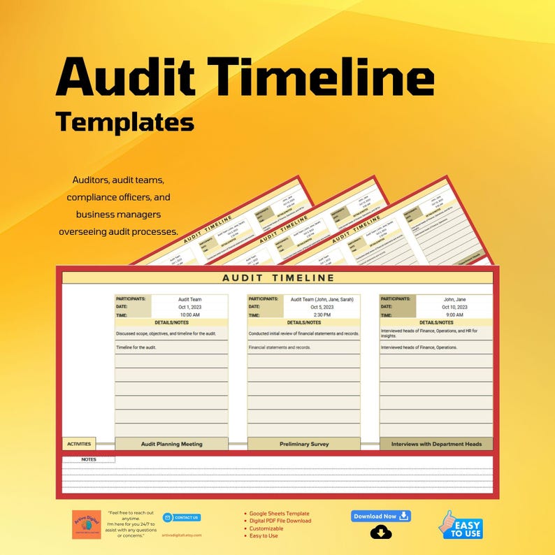 Audit Timeline Template, Audit Planning Tool, Compliance Timeline ...