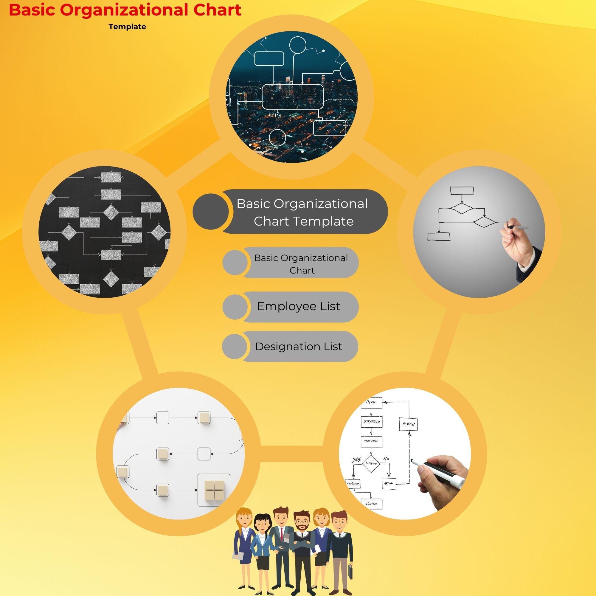 Basic Organizational Chart Template, Google Sheets Org Chart, Editable ...