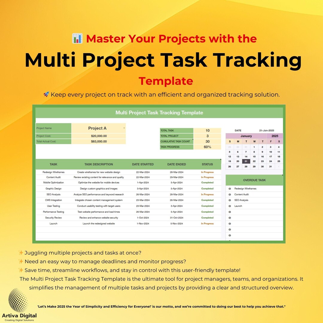 Multi Project Task Tracking Template, Google Sheets for Managing Tasks ...