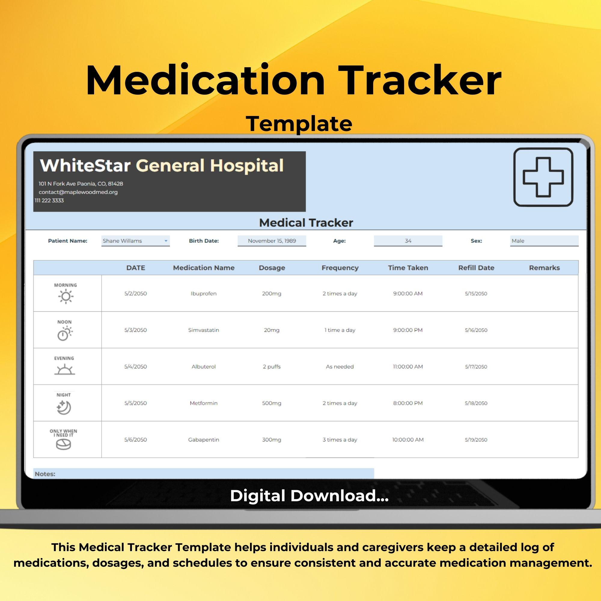 Medication Tracker Template, Personal Health Management, Prescription ...