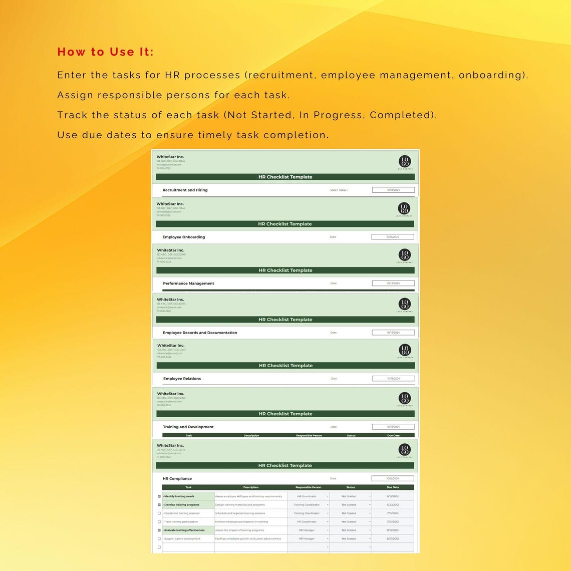 HR Checklist Template, Google Sheets for Employee Onboarding, Task ...