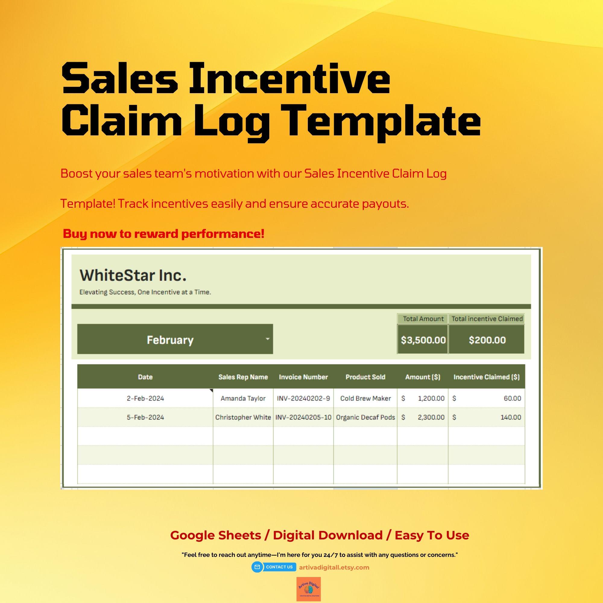Sales Incentive Claim Tracker Template, Employee Reward Tracker ...