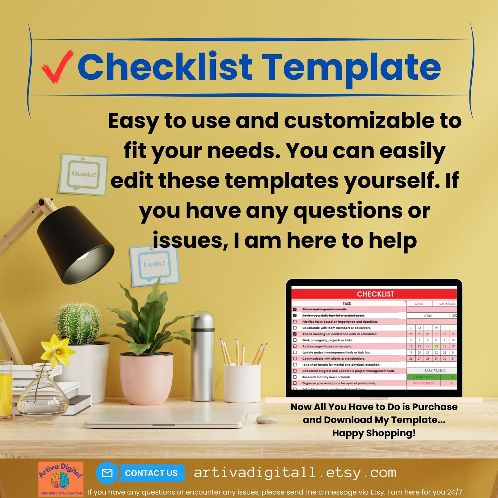 Checklist Template, Google Sheets, Task Manager, To-do List, Daily ...
