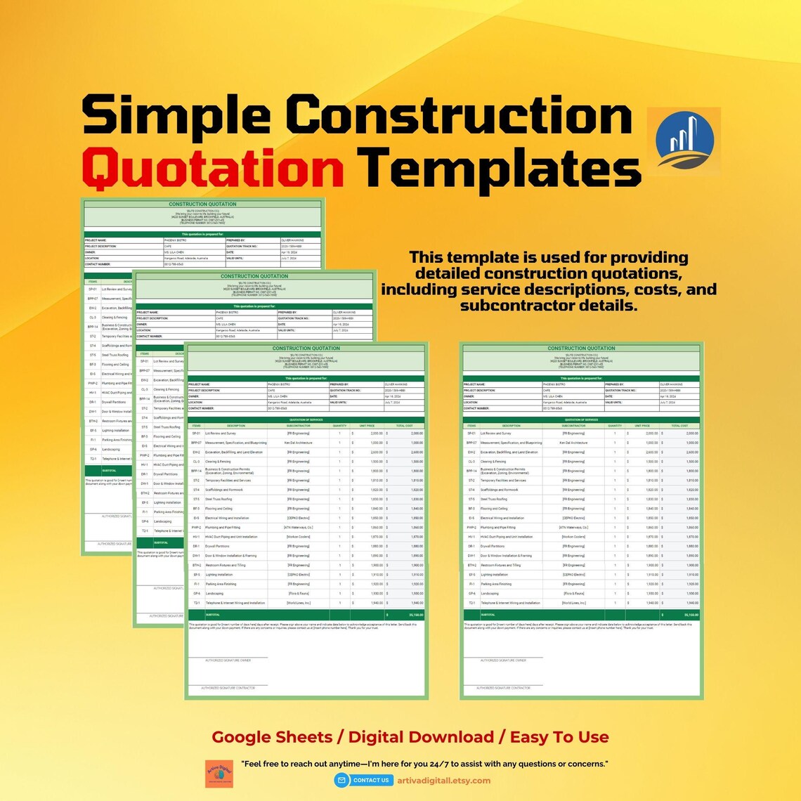 Simple Construction Quotation Templates, Create Accurate Quotes ...