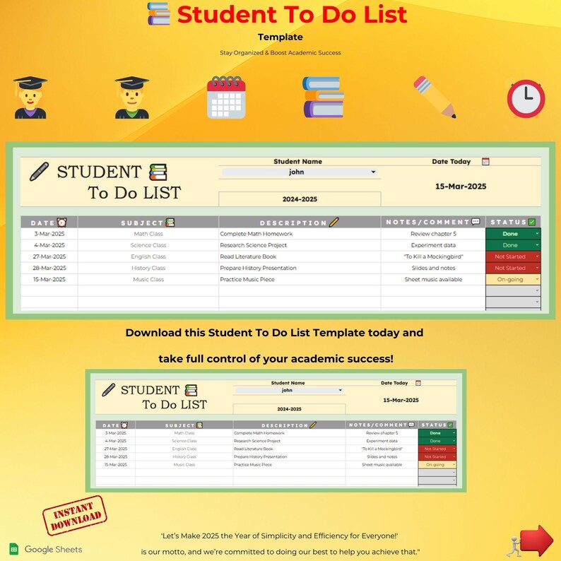 Student to Do List Template, School Homework Planner, Study Tracker ...