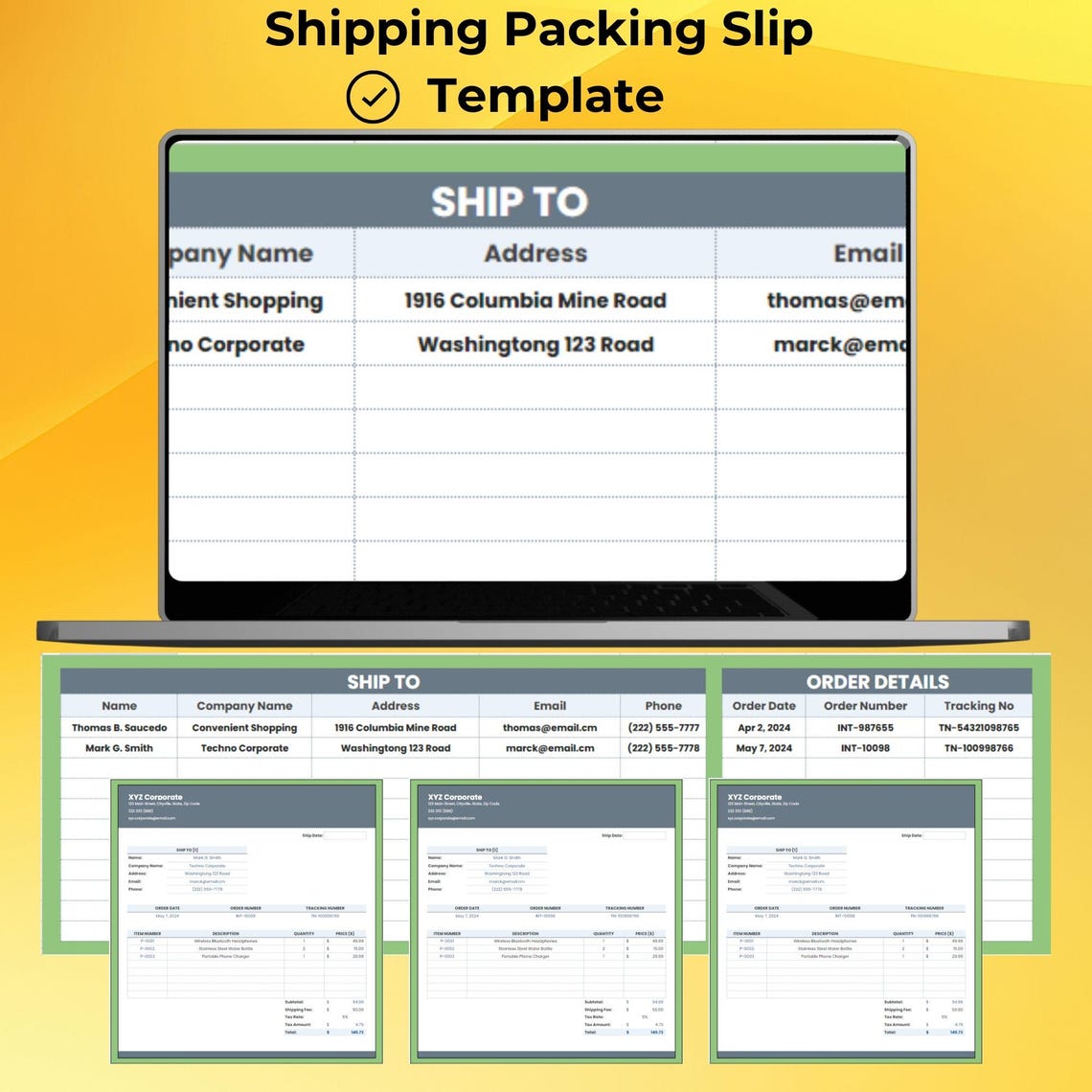 Shipping Packing Slip Template, Editable Google Sheets Packing Slip ...