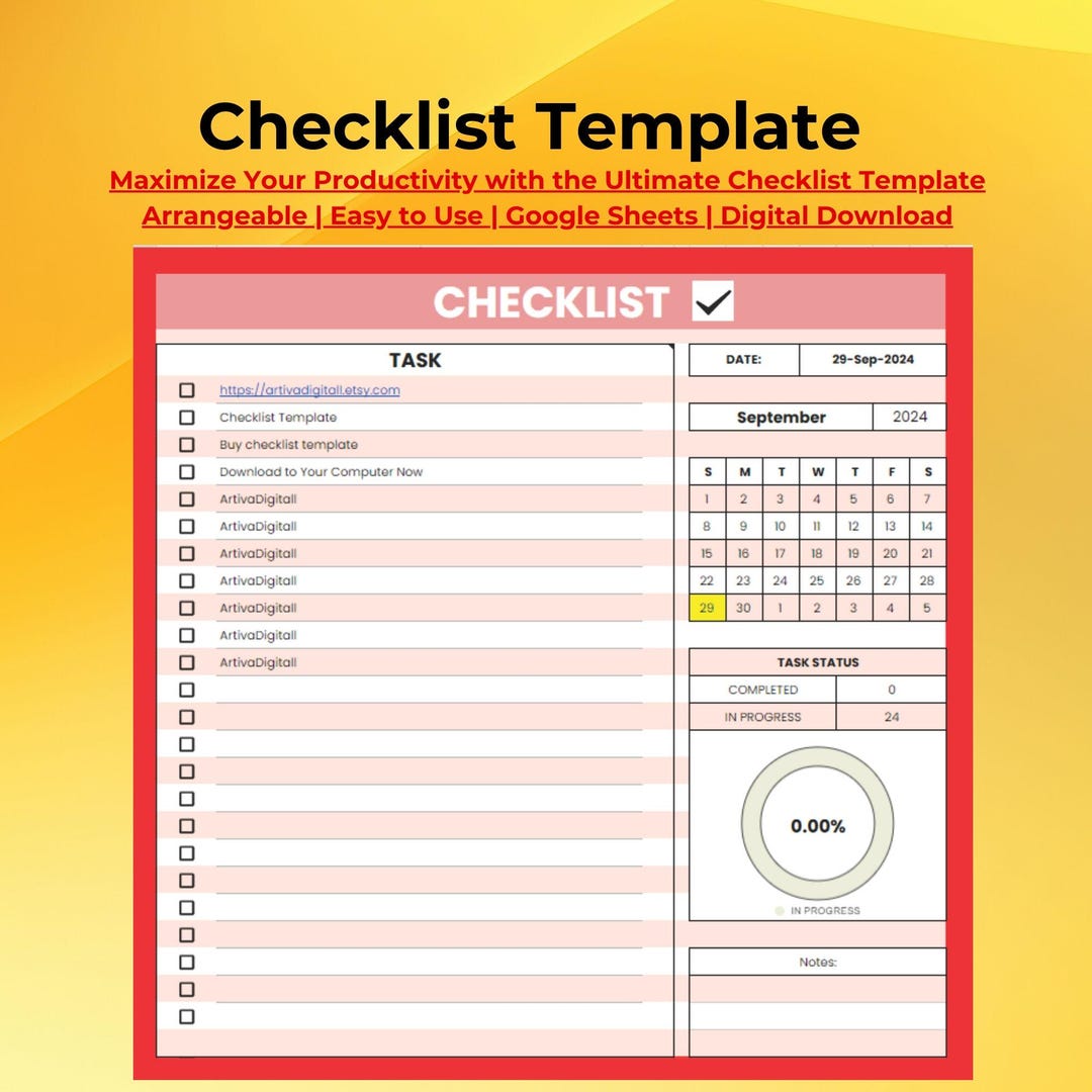 Checklist Template, Easy-to-use Task Tracker, Project Planning ...