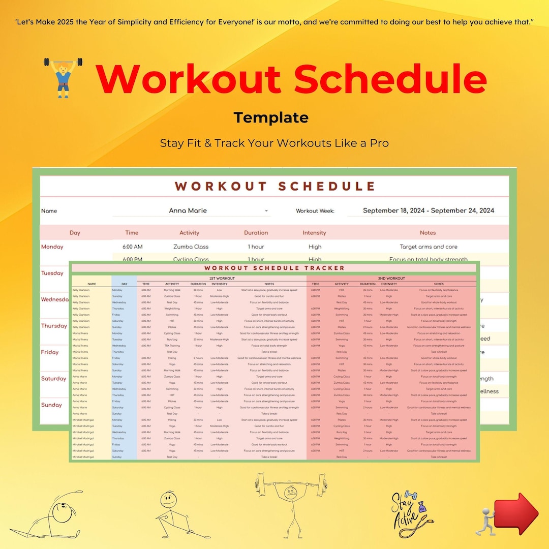 Workout Schedule Template, Google Sheets Fitness Planner, Weekly ...