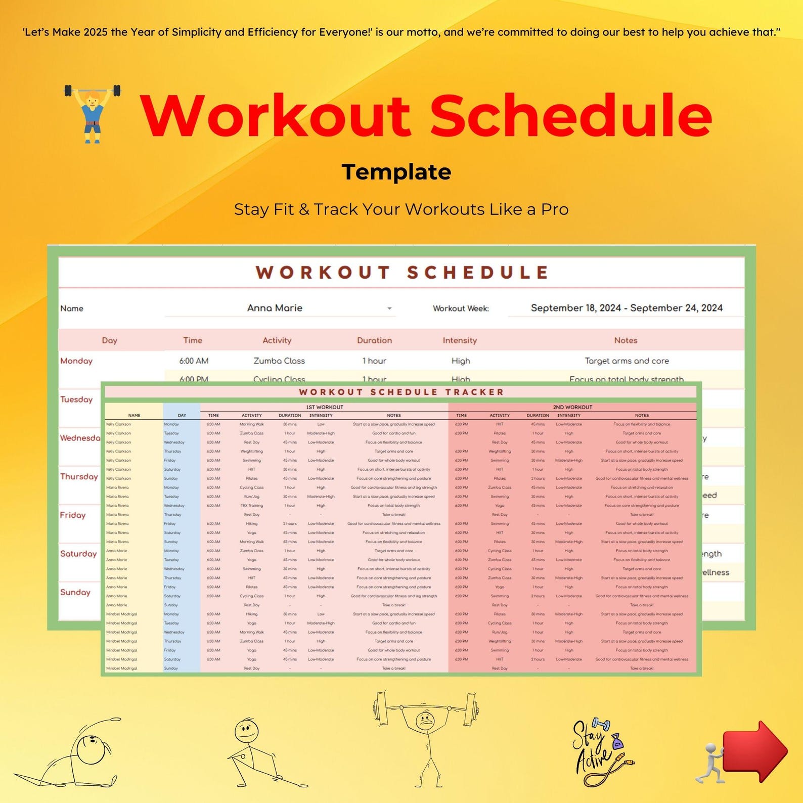 Workout Schedule Template, Google Sheets Fitness Planner, Weekly ...