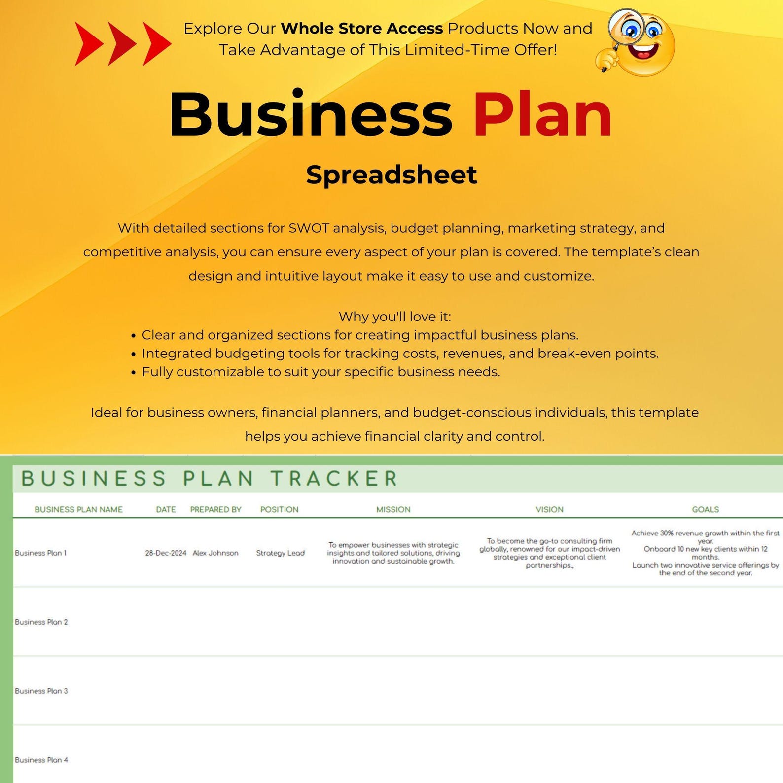 Business Plan Spreadsheet, Startup Planner, Google Sheets Business ...