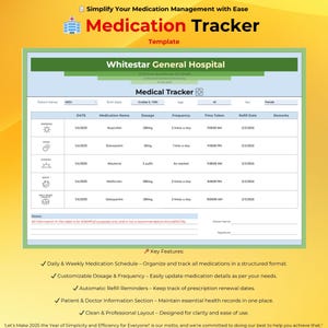 Medication Tracker Template, Personal Health Management, Prescription ...