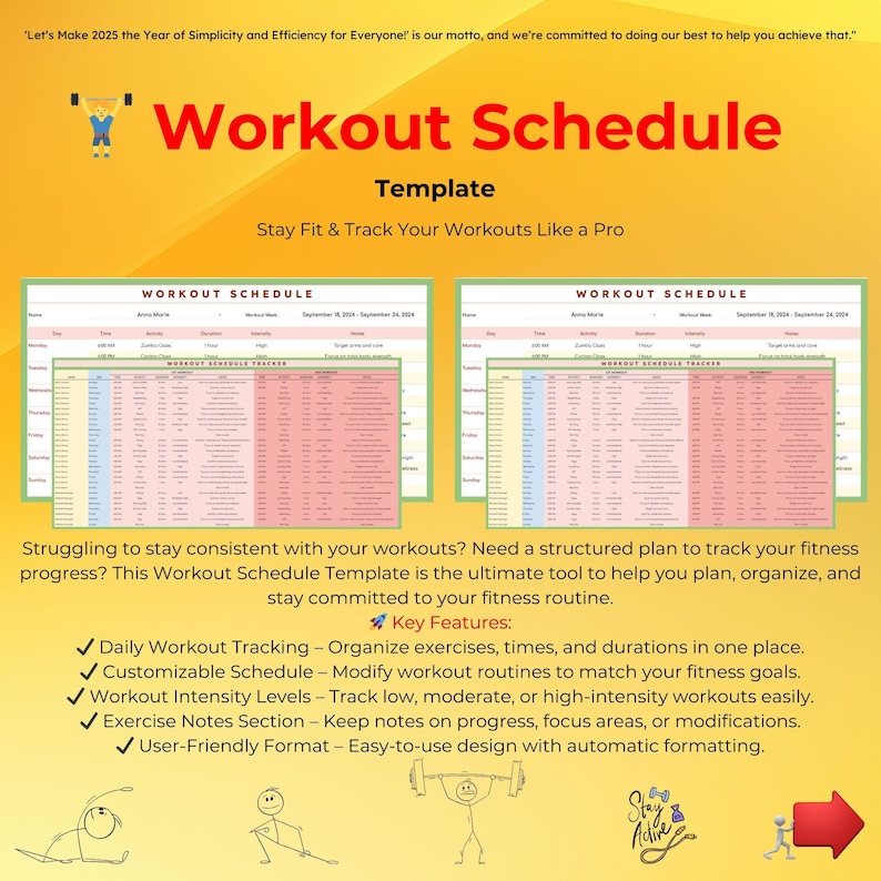 Workout Schedule Template, Google Sheets Fitness Planner, Weekly ...
