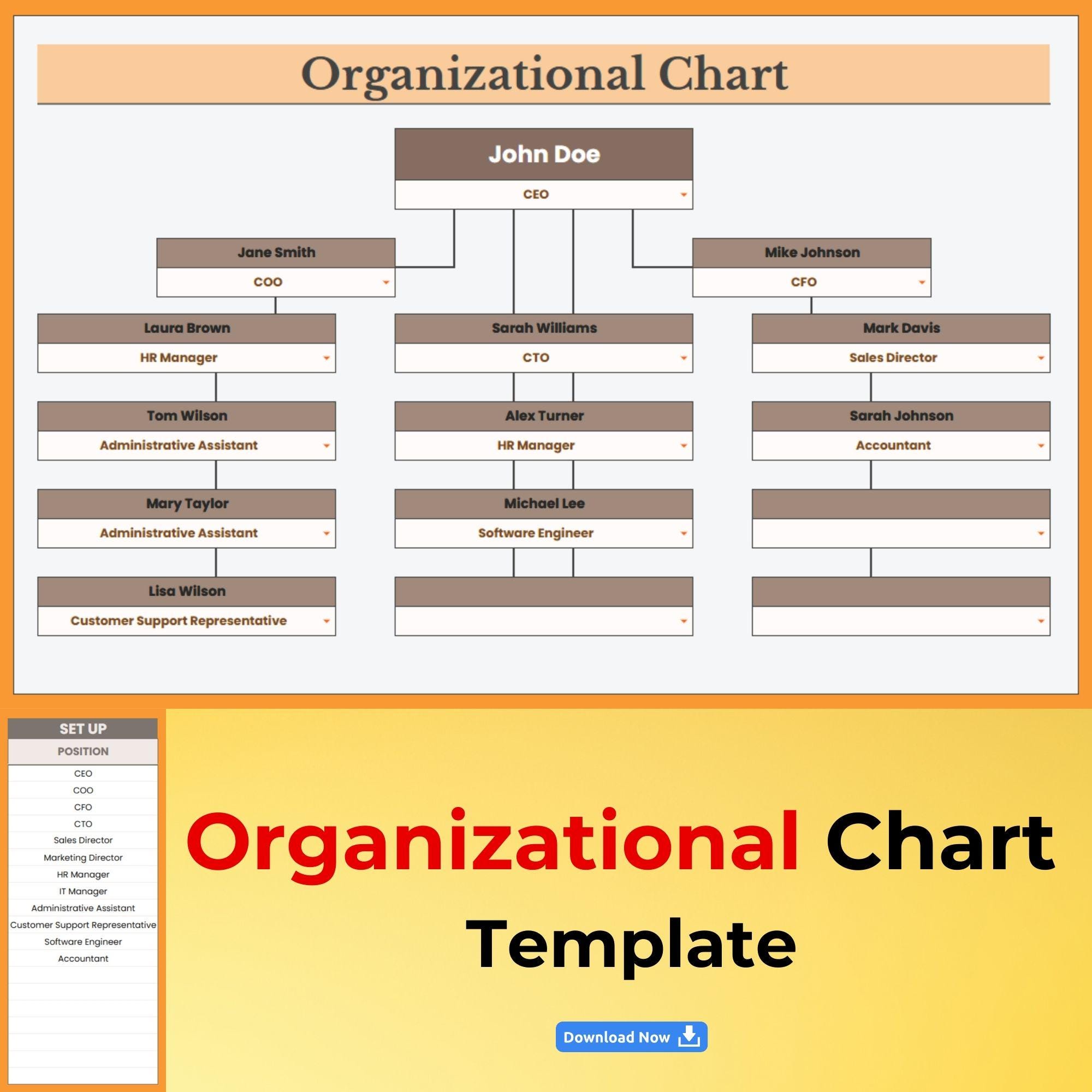 Organizational Chart Template, Google Sheets Business Tool, Team ...