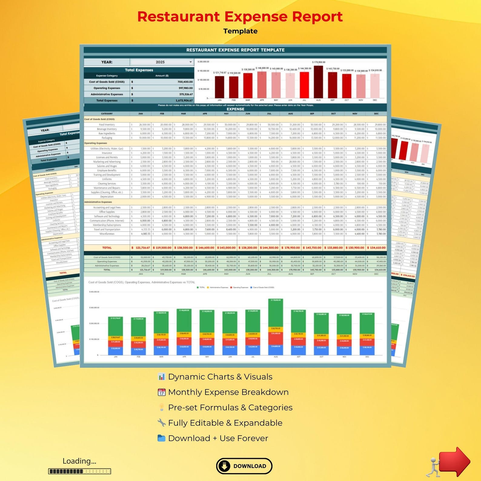 Restaurant Expense Report Template, Google Sheets Monthly Cost Tracker ...