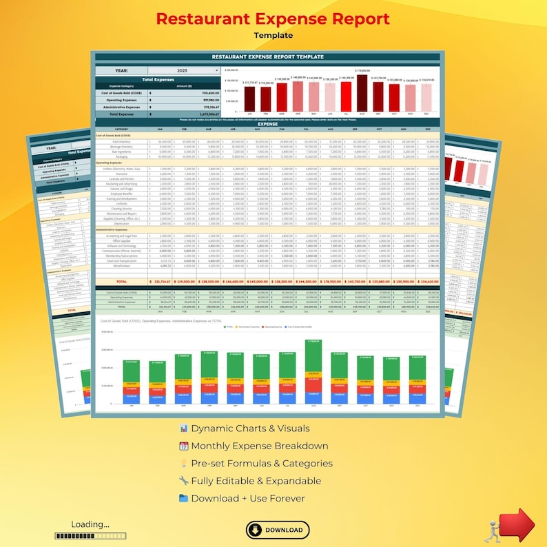 Restaurant Expense Report Template, Google Sheets Monthly Cost Tracker ...