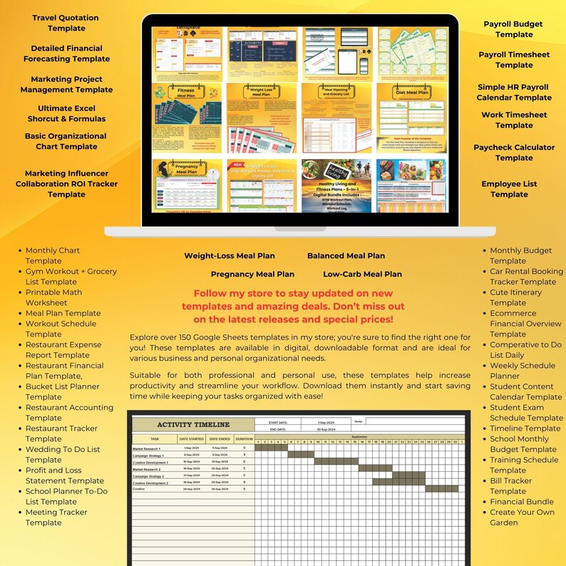 Activity Timeline Template, Google Sheet Editable Event Planner ...