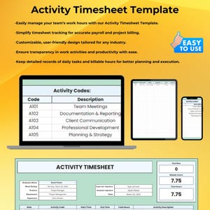 Activity Timesheet Template, Google Sheets, Track Work Hours, Employee ...