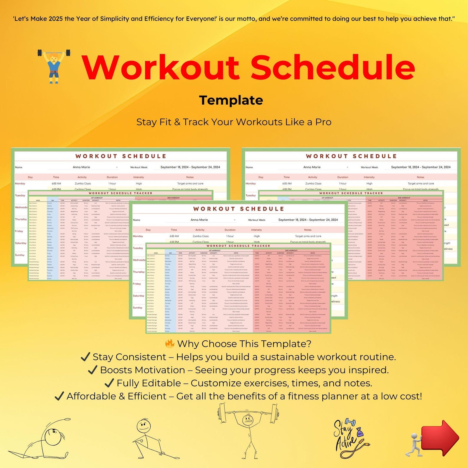 Workout Schedule Template, Google Sheets Fitness Planner, Weekly ...