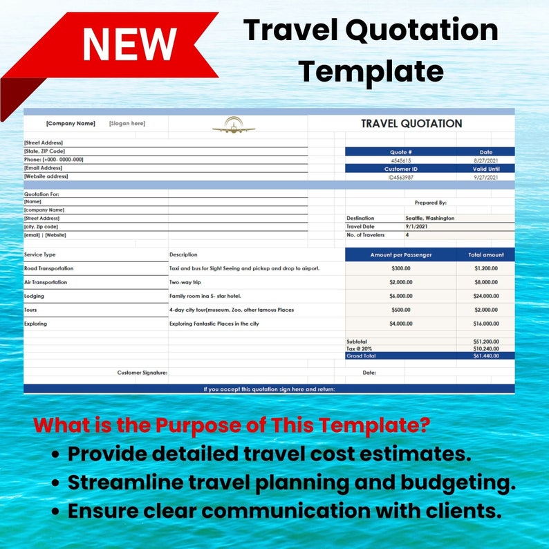 Travel Quotation Template, Create Detailed Travel Quotes, Easy ...